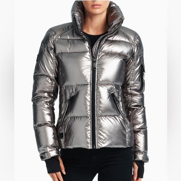 SAM. | Jackets & Coats | Womens Silver Gunmetal Puffer Jacket | Poshmark